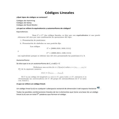 Códigos lineales | PDF