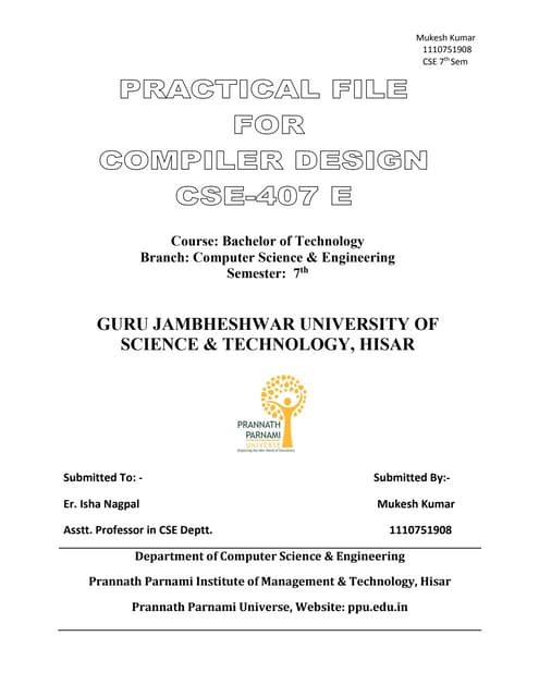 Compiler Design Lab Programs Pdf Programming Languages Computing