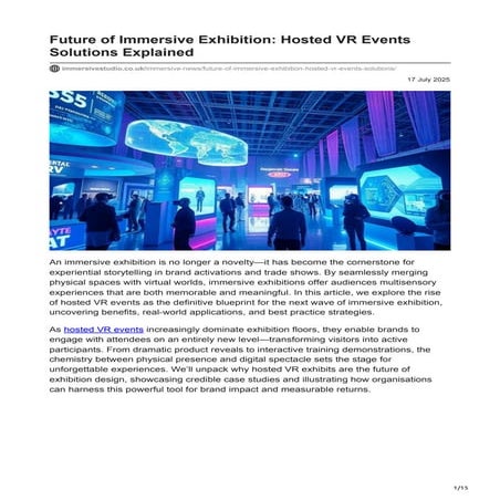 Future of Immersive Exhibition: Hosted VR Events Solutions Explained | PDF