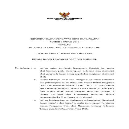 CDOB Cara Distribusi Obat yang Baik Peraturan BPOM | PDF