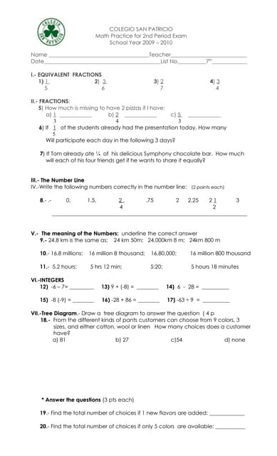 4th periodical math v | PDF