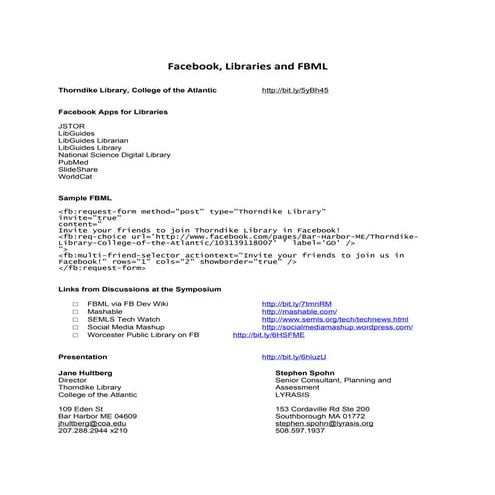 FBML for Your Library Facebook Page | DOC