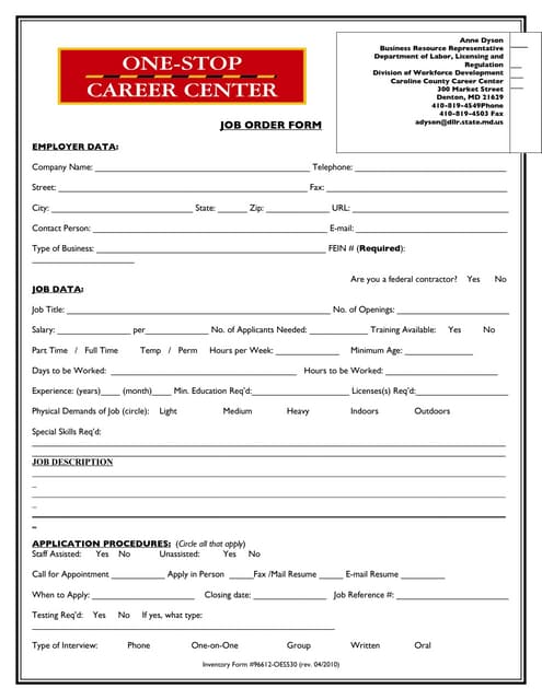 Job order form | PDF
