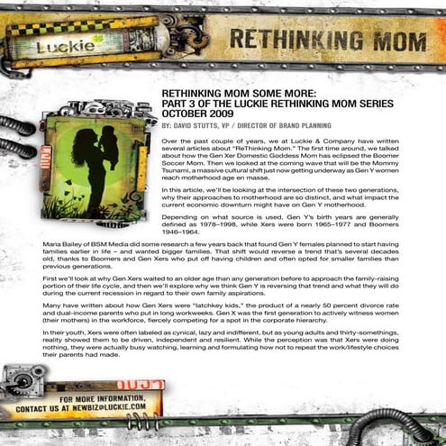Rethinking Mom Some More Exploring The Coming Gen Y Mommy Tsunami Pdf
