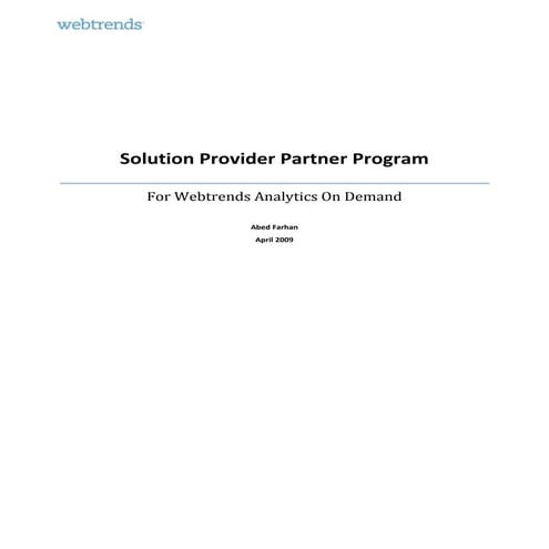 WebTrends Partner Program Guide | PDF