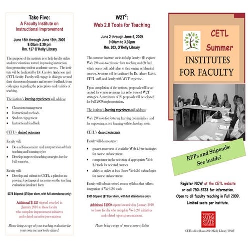 CETL's Summer Institutes 2009 | PPT