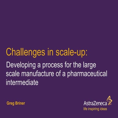 Challenges in Scale-Up: Developing a process for the large scale ...