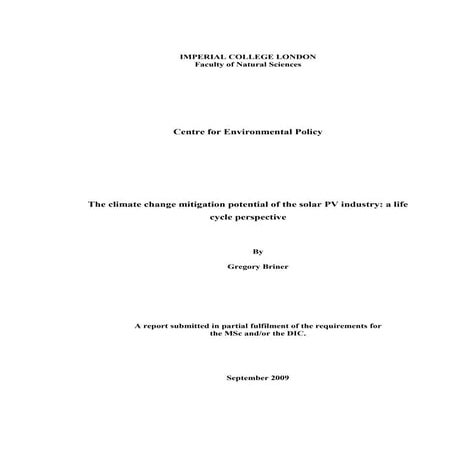 Photovoltaic Devices: Life Cycle Considerations | PPTX