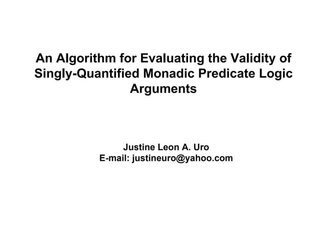 Algorithm Validity Predicate Logic Ppt