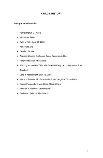 Example SA Assessment Diagnosis | PDF