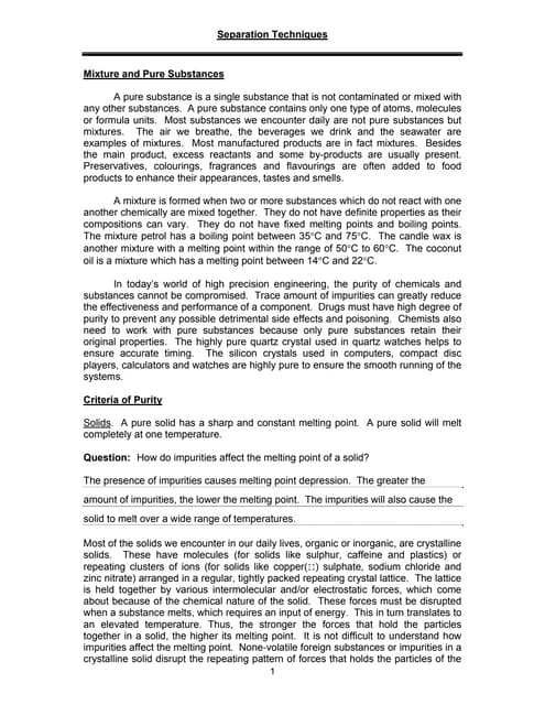 Separation of Mixtures | PPT | Chemistry | Science