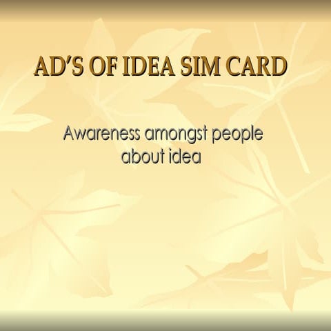 C:\documents and settings\speed\desktop\ads of idea sim card | PPT