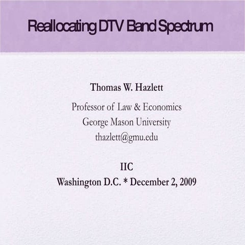 Reallocating DTV band spectrum | PPT