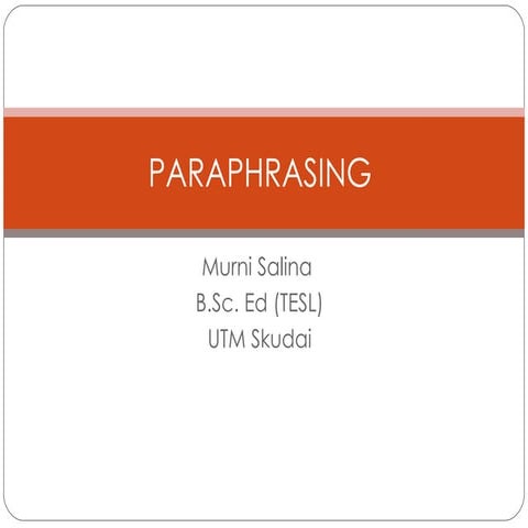 PARAPHRASING | PPT