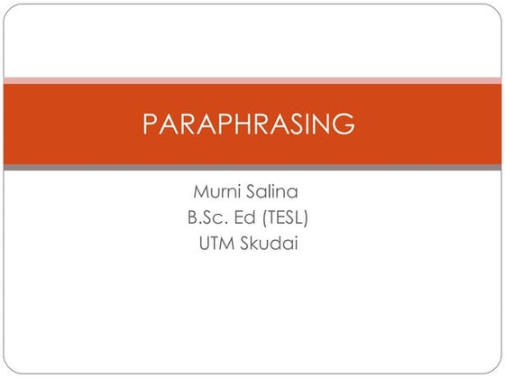 Paraphrasing | PPT | Programming Languages | Computing