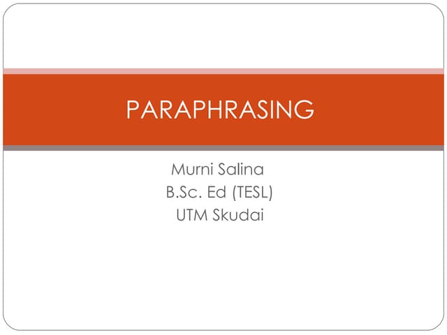 Paraphrasing | PPT