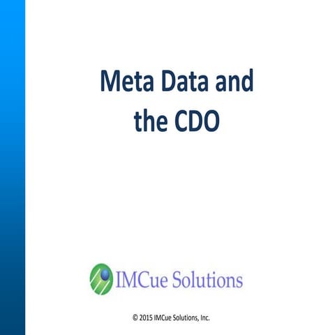 CDO Webinar: Metadata and the CDO | PPT