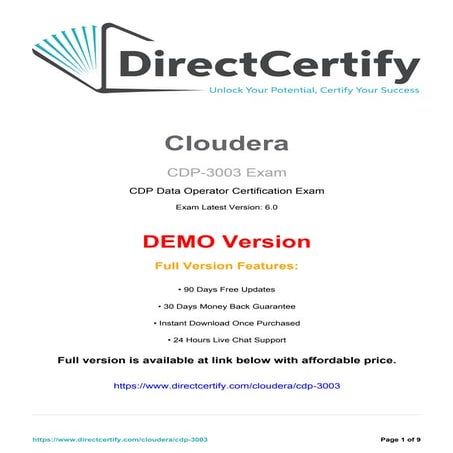 CDP-3003 Certification – Cloudera Certified Data Engineer Exam Guide | PDF