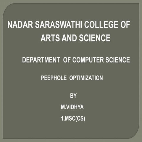 Peephole Optimization Pptx Programming Languages Computing 3232