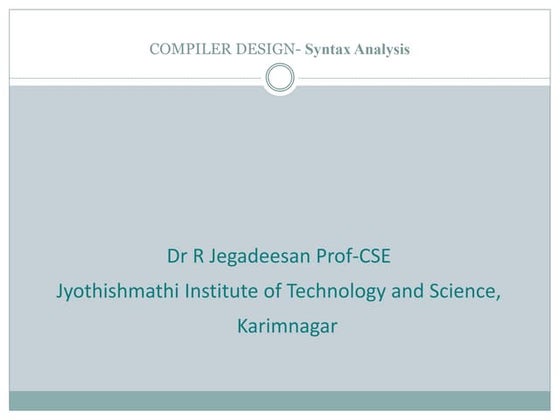 Compiler Design Lr Parsing Slr Lalr Clr Ppt 1964