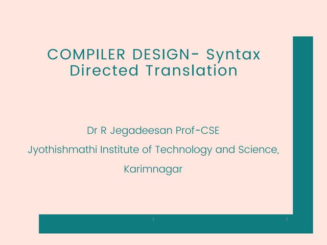 Compiler Design Syntax Directed Translation Pdf Programming 1672