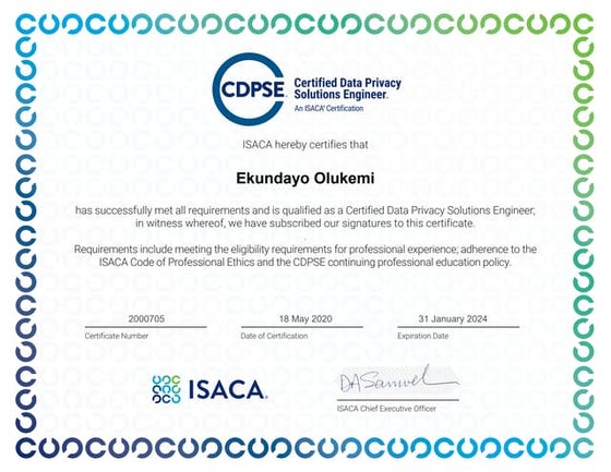 Ekundayo Olukemi CISSP Certificate | PPT