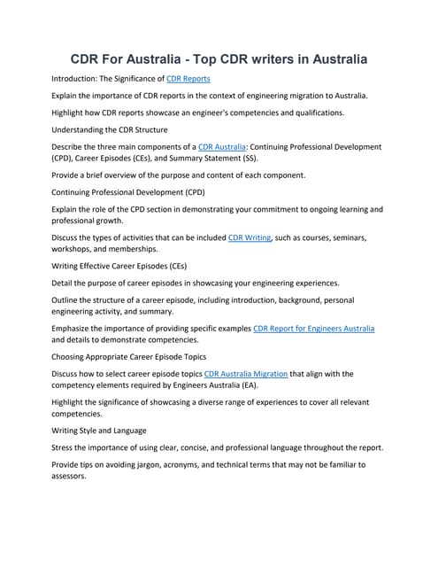 Competency Demonstration Report (CDR)Requirements and content | PDF