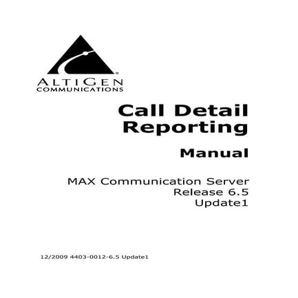 AltiGen Cdr Manual | PDF