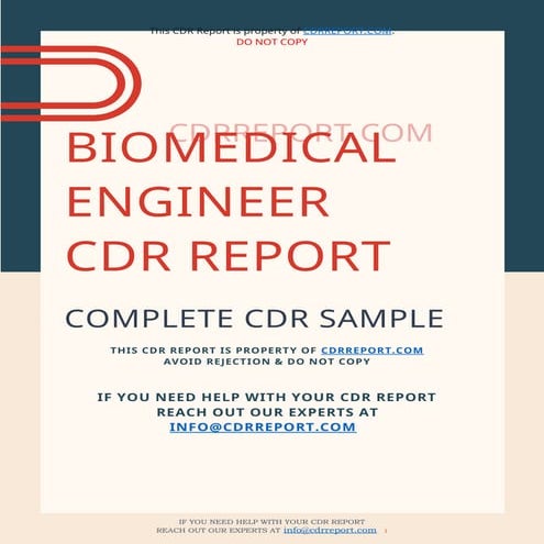 CDR Report for Biomedical Engineer | cdrreport.com