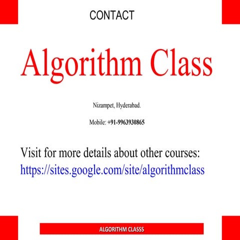 Algorithm Class is a Training Institute on C, C++, CPP, DS, JAVA, data structures at KPHB ...