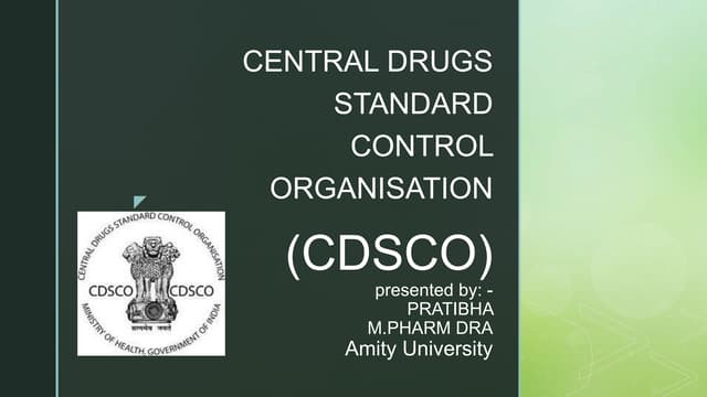 Central drug standard control organisation | PPTX