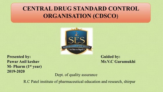 Central drug standard control organisation | PPTX