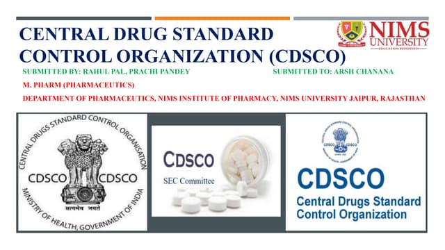 Central drug standard control organisation | PPTX