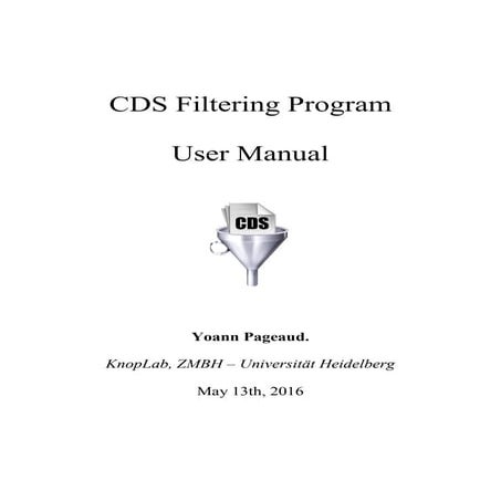 CDS Filtering Program - User Manual | PDF
