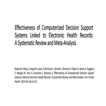 Computer Decision Support Systems and Electronic Health Records: Am J ...
