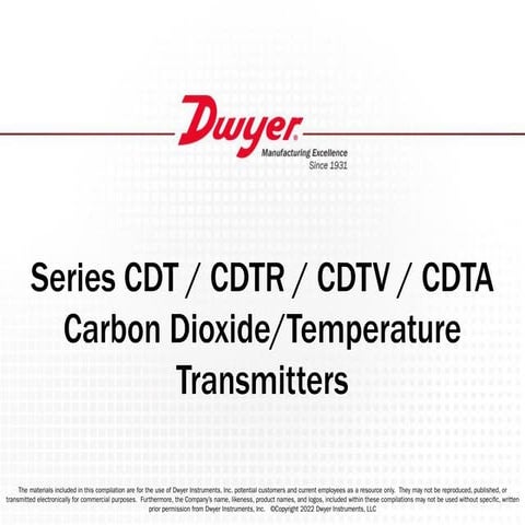 Series CDT / CDTR / CDTV / CDTA Carbon Dioxide/Temperature Transmitters ...