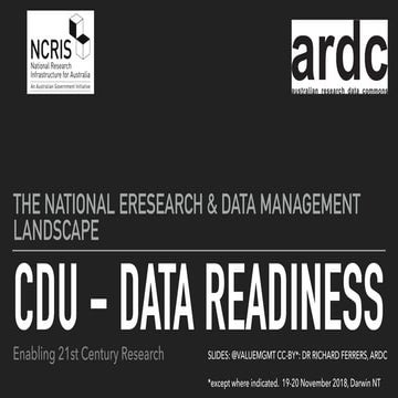 The National eResearch and Data management landscape - CDU Data Readiness training - Nov 18 ...