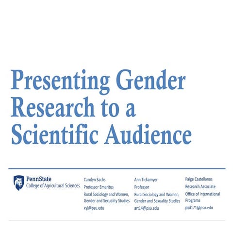 Presenting gender research to a scientific audience | PDF | Science