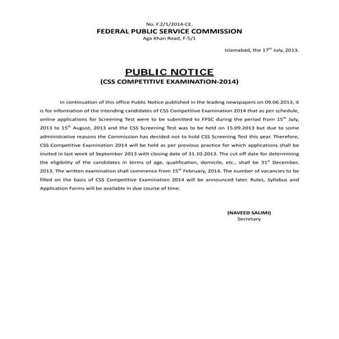 Ce 2014 - public notice | PDF
