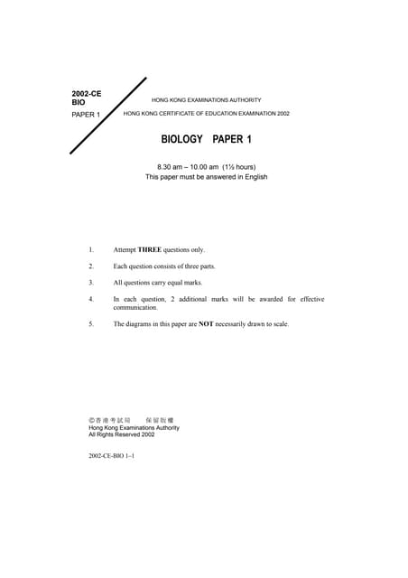 Ce Biology 1998 Paper1(E) | PDF