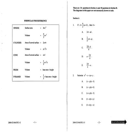 Ce Maths 2000 Paper2(E) | PDF