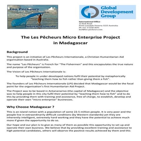 The Les Pêcheurs Micro Enterprise Project in Madagascar | PDF
