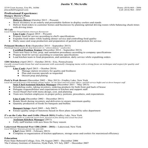 Modified Resume W Management Exp | PDF