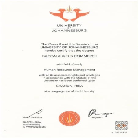 Certificate - BCom HRM | PDF