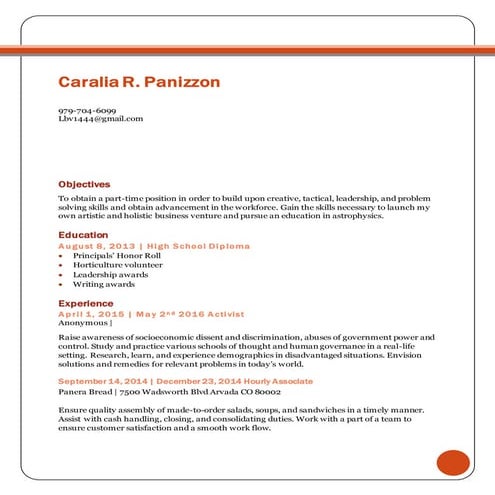 Caralia resume Texas | DOCX