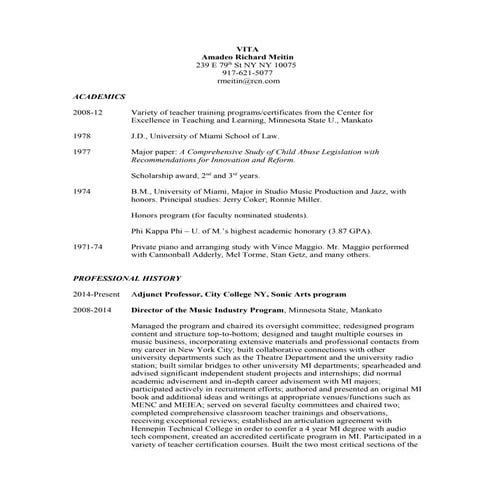 Meitin Academic Vita 06-01-15 | PDF