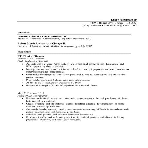 Lilac Alencaster Resume | DOCX