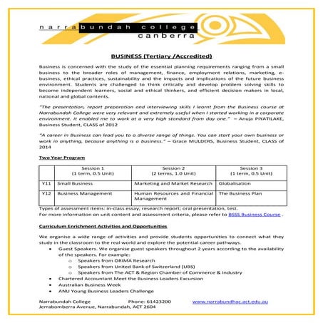 Narrabundah Business Studies Faculty Publication | PDF