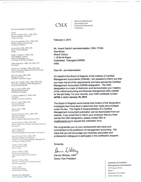 CMA certification | PDF