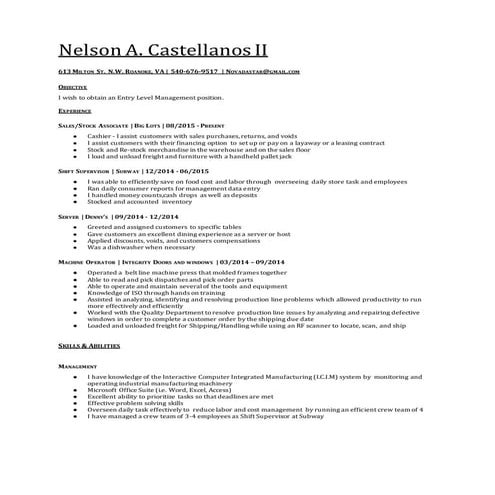 Clarence W Frost CV | DOCX